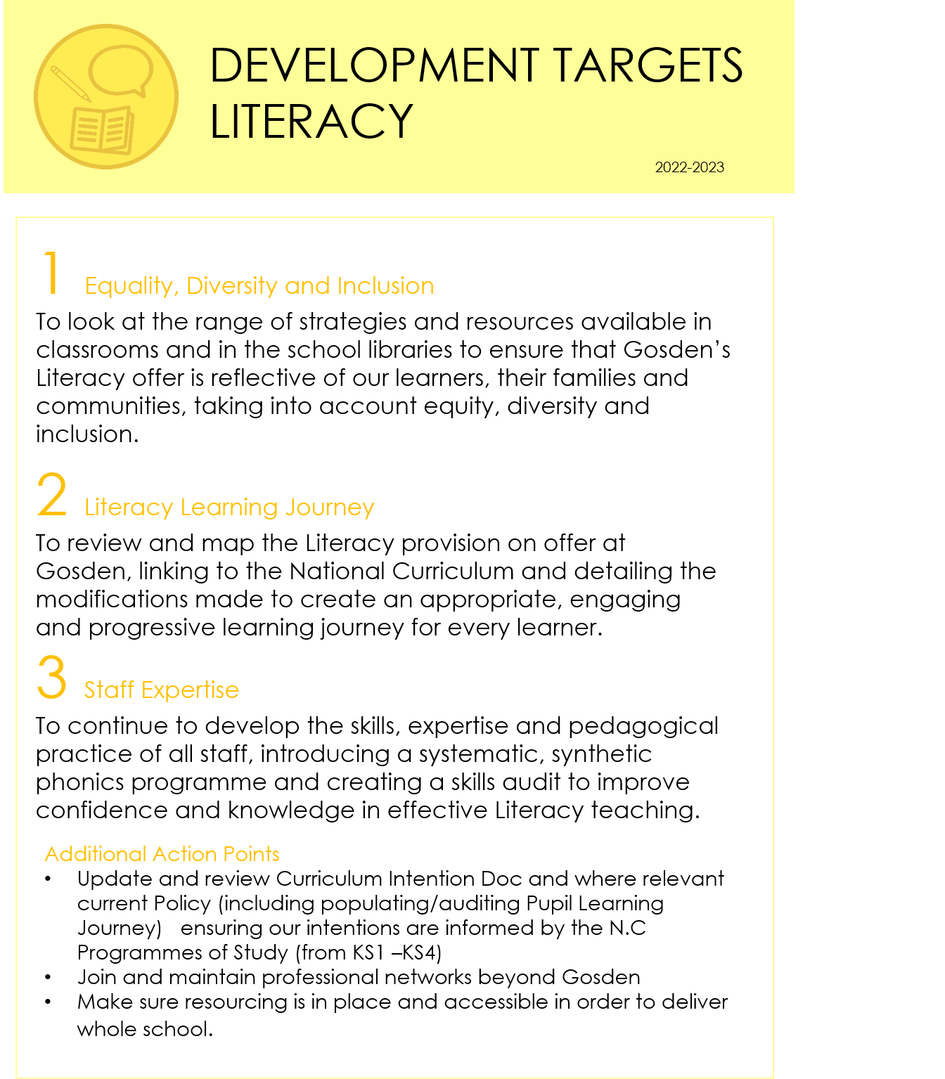 School Development Plan and Targets - Gosden House School